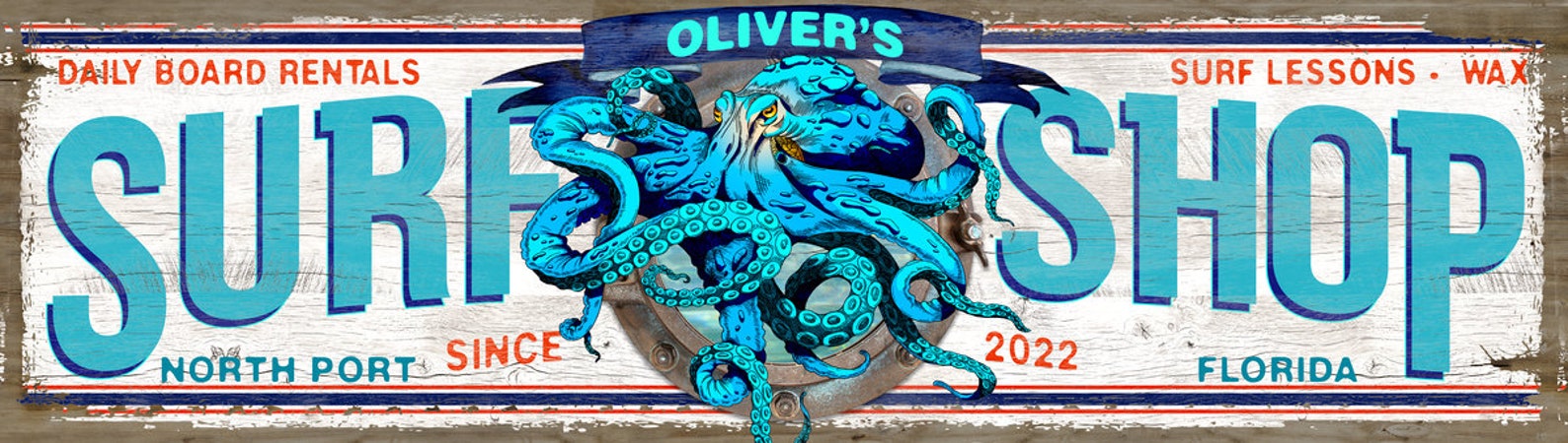 Surfboard Wall Art, Octopus Art, Surf Shop Sign,teen Surf Decor ...