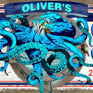Surfboard Wall Art, Octopus Art, Surf Shop Sign,teen Surf Decor ...
