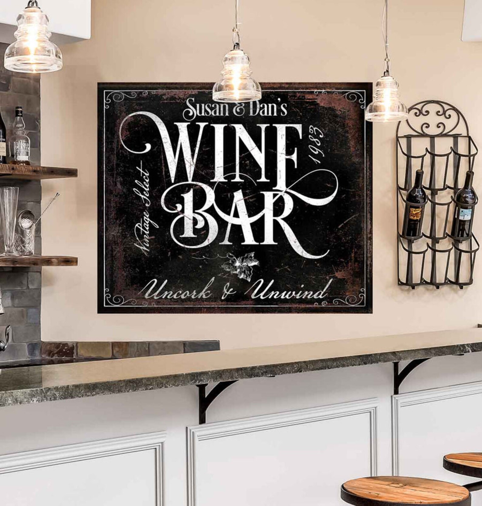 Custom Wine Bar Sign, Personalized Lounge Sign, Wine Tasting Bar Sign ...