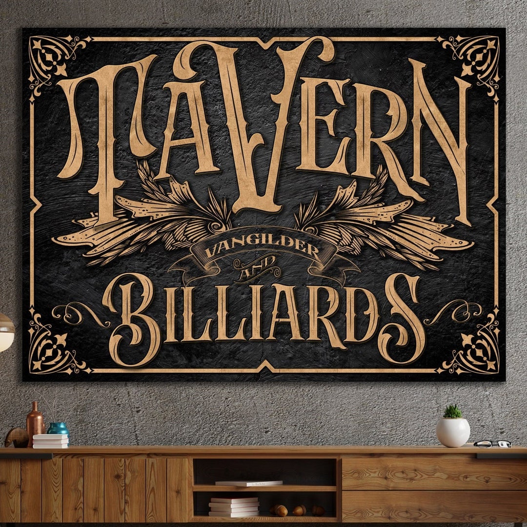 Billiards Bar & Lounge Sign, Personalized Billiard Decor, Pool Table ...
