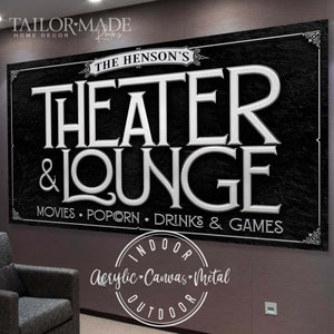 Personalized Theater & Lounge,theater Sign, Modern Farmhouse Wall Decor ...