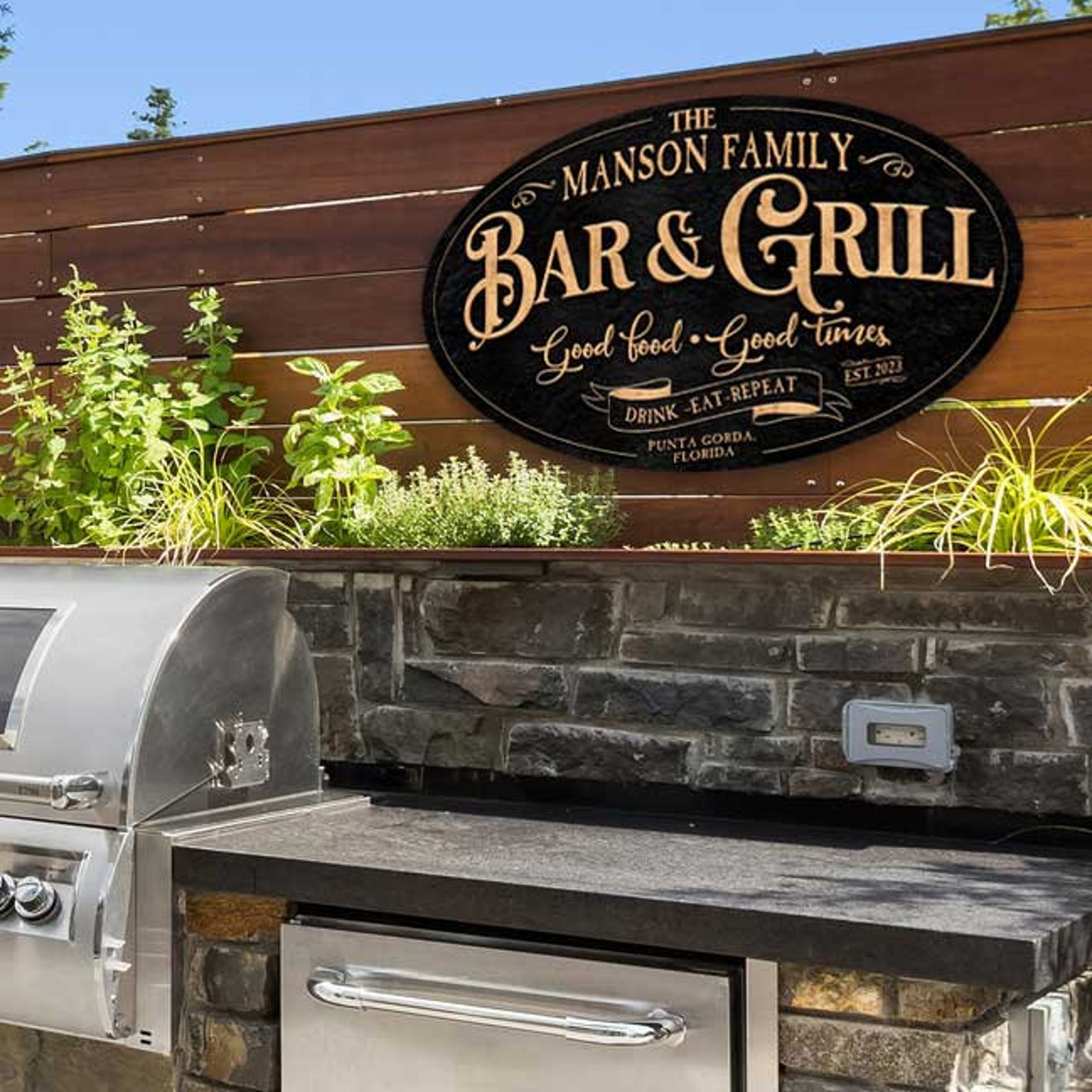 Bar and Grill Sign, Personalized Bar & Grill Sign, Pool and Patio Sign ...