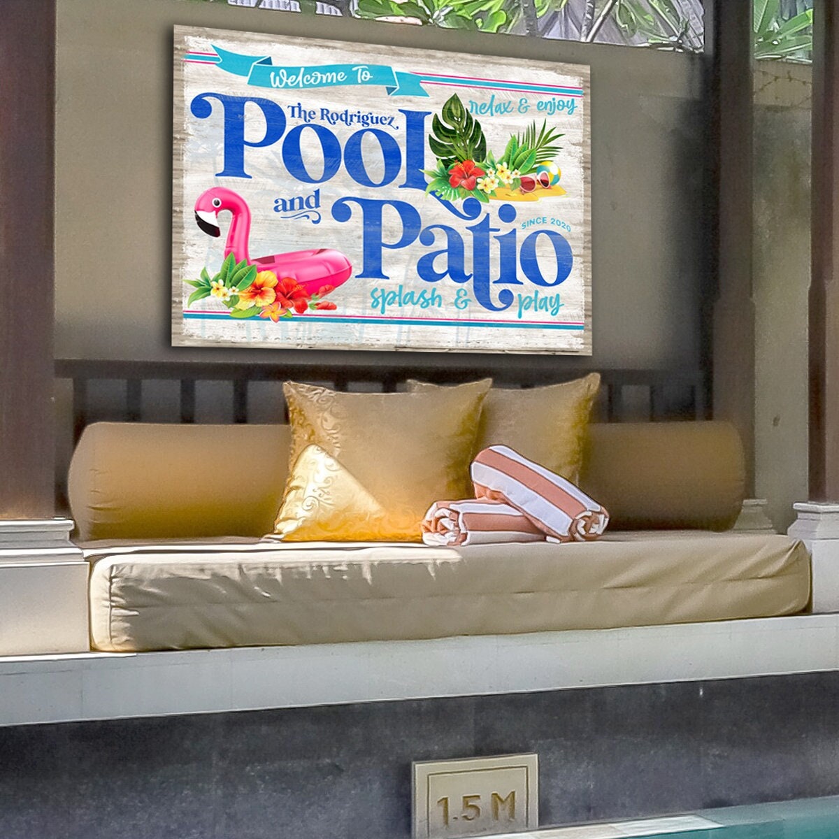 Personalized Pool & Patio Sign, Pool Signs for Outdoors, Modern ...
