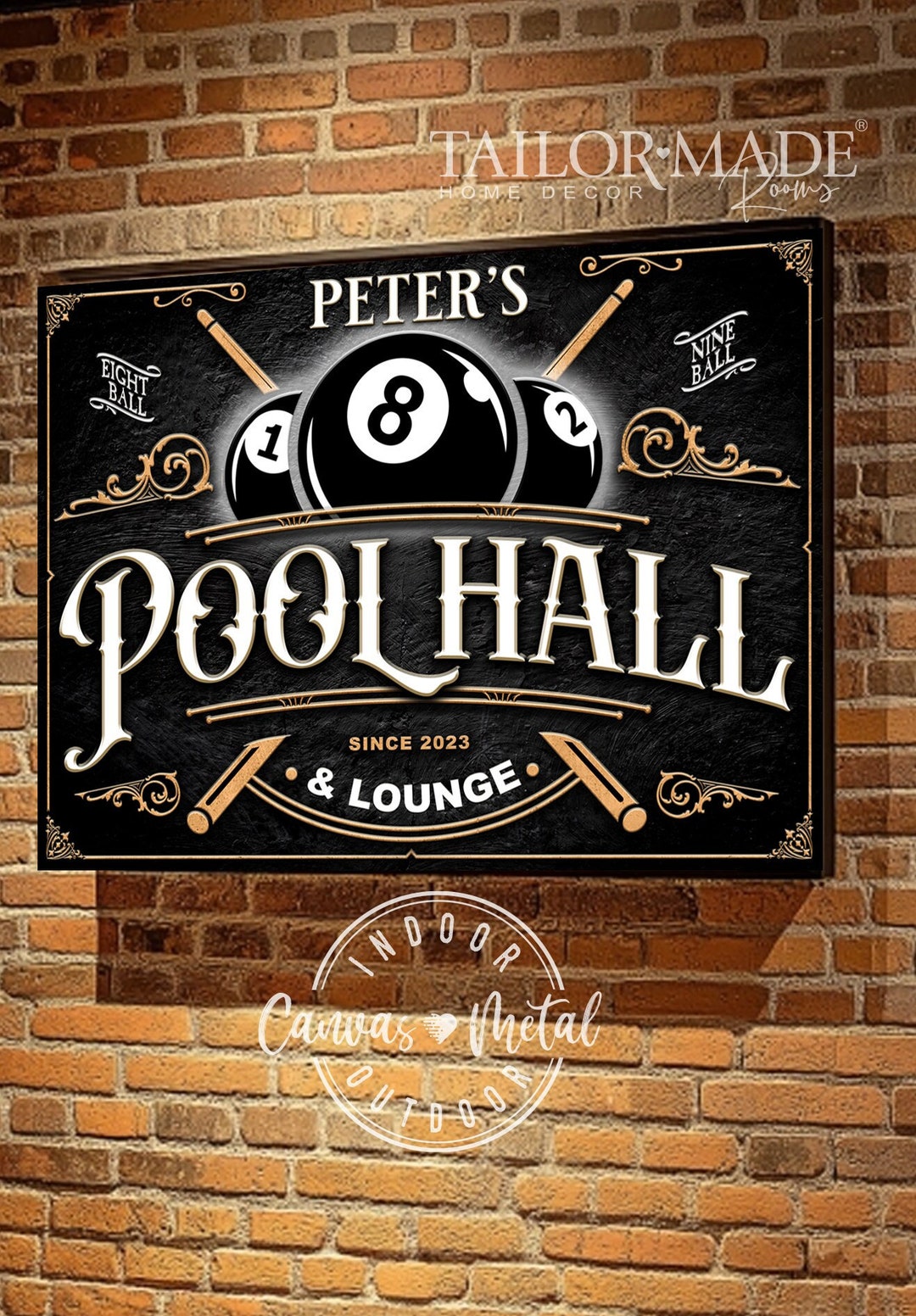 Billiard Sign, Personalized Billiards Sign Modern Farmhouse Wall Decor ...