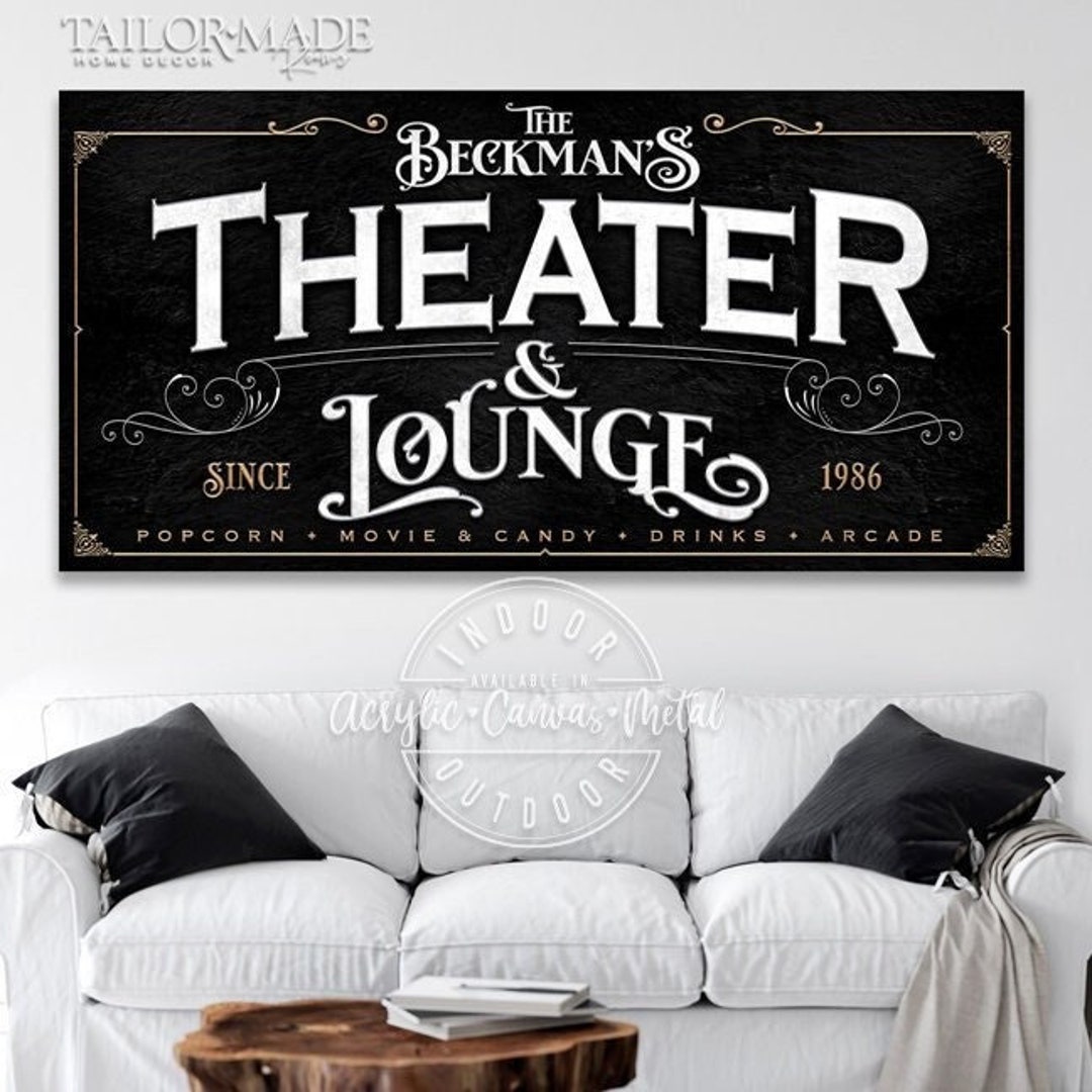 Personalized Theater & Lounge, Theater Signs,cinema Sign,movie TV Room ...