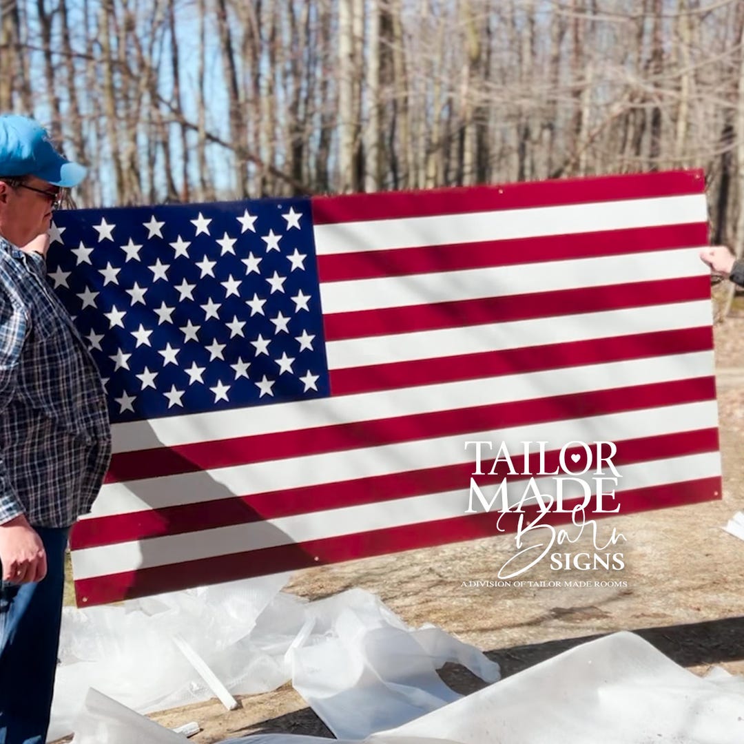 American Flag, Metal Flags, Patriotic Decor, 4th of July Signs, Large ...
