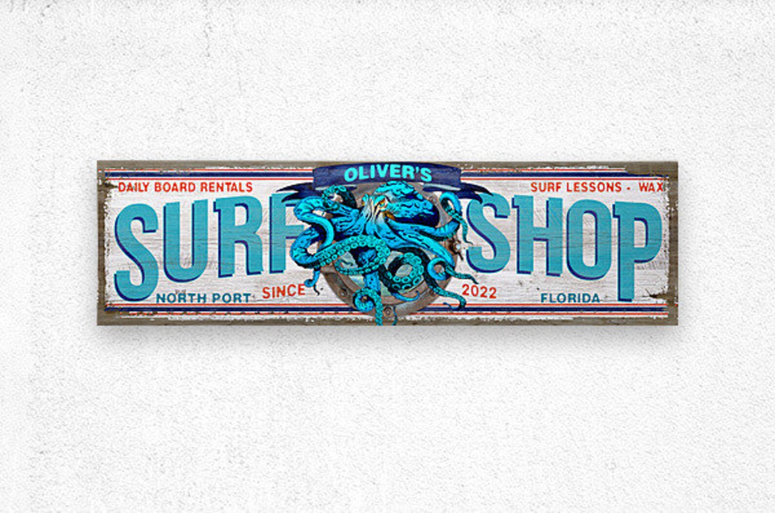 Surfboard Wall Art, Octopus Art, Surf Shop Sign,teen Surf Decor ...