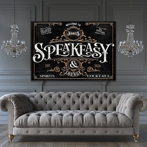 Speakeasy Sign, Speakeasy Bar and Lounge, Bar Signs, Personalized Bar ...