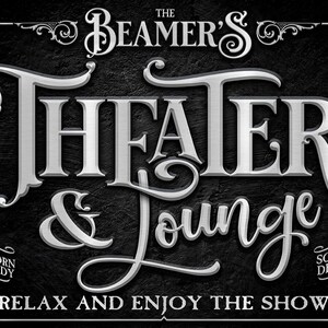 Theater Room Signs, Personalized Theater and Lounge Large Rustic Wall ...