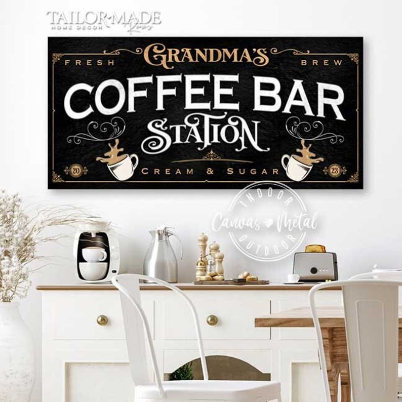 Coffee Bar Sign, Modern Farmhouse Wall Decor, Personalized Family Name ...