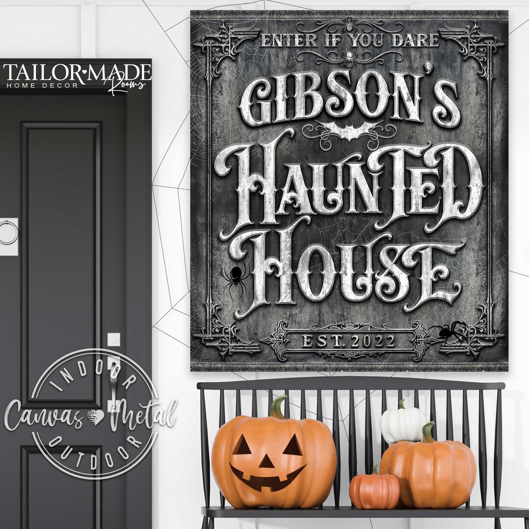 Haunted House Sign Personalized Halloween Wall Decor Sign - Etsy