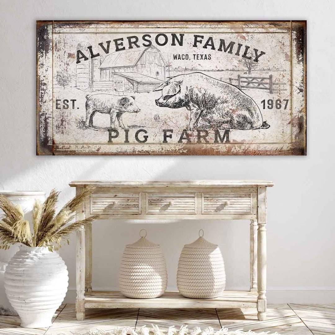 Pig Farm Sign, Personalized Pig Farm Sign, Farmhouse Pig Decor, Pig ...