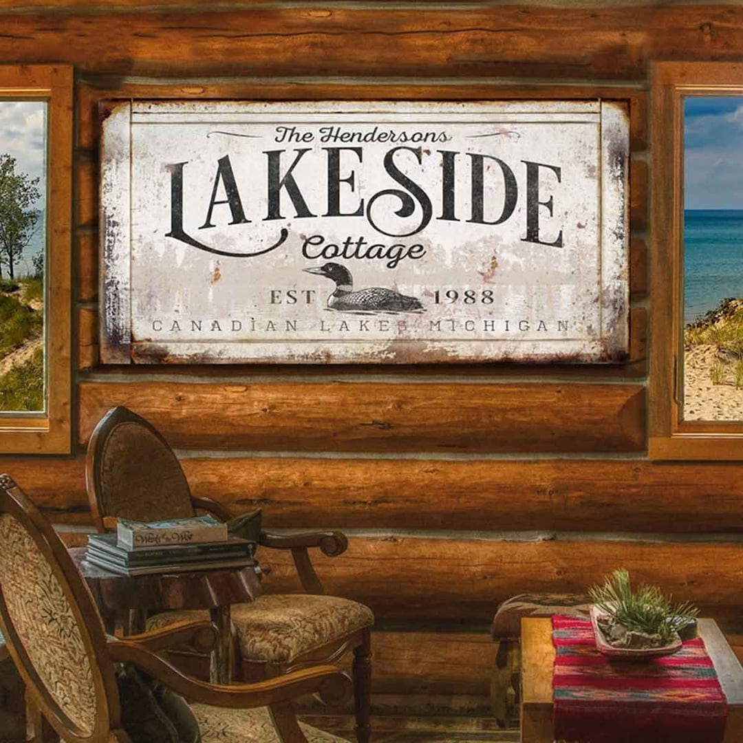 Lake House Signs, Lake Cottage Sign, Lake House Decor, Personalized ...