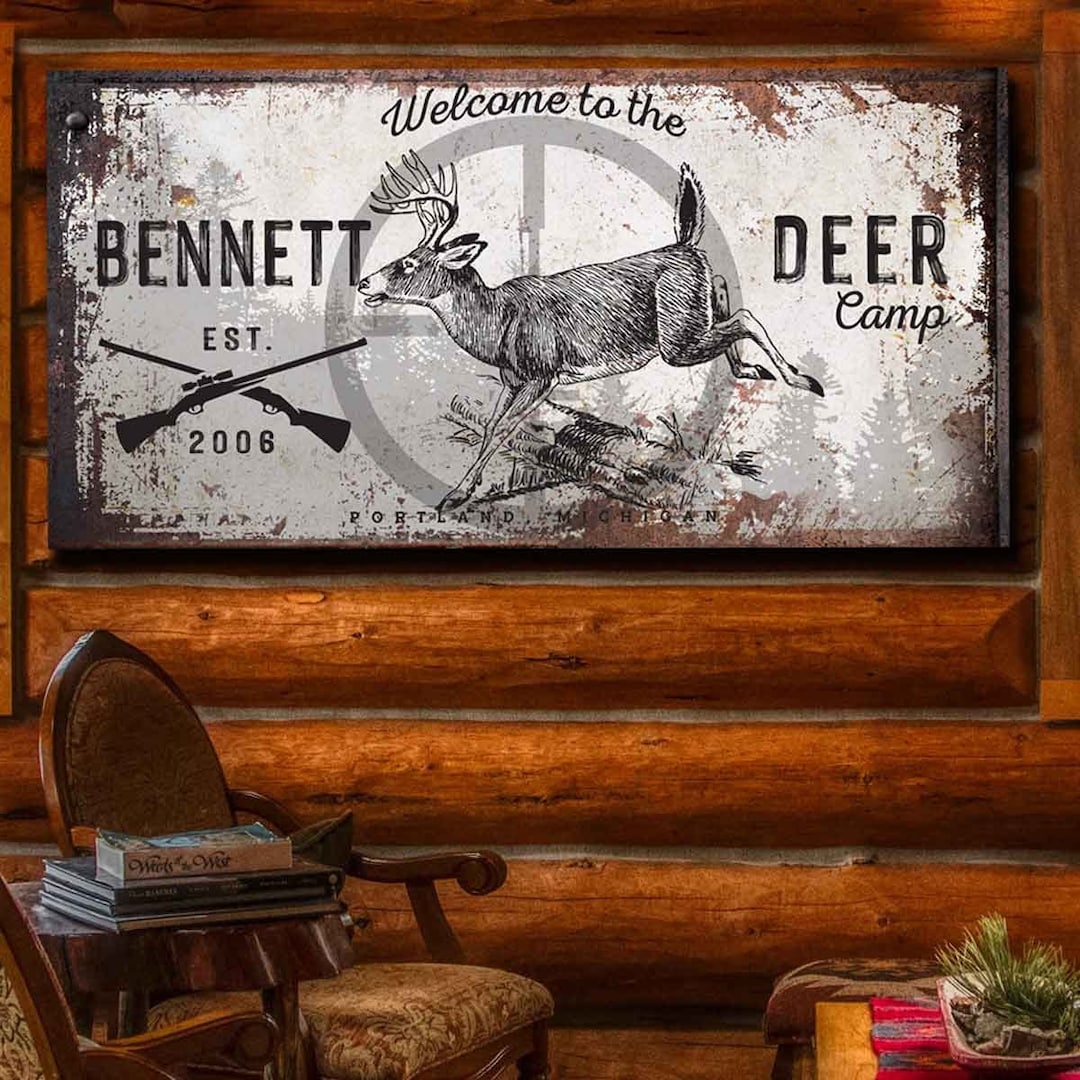 Hunting Lodge, Deer Camp Sign, Hunting Camp, Hunting Decor,deer Mount ...