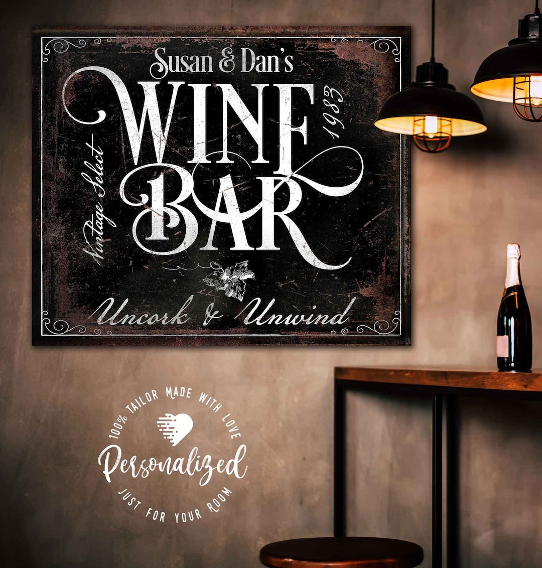 Custom Wine Bar Sign, Personalized Lounge Sign, Wine Tasting Bar Sign ...