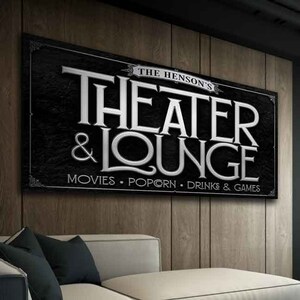 Personalized Theater & Lounge,theater Sign, Modern Farmhouse Wall Decor ...