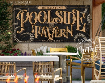 Personalized Pool & Patio Sign, Custom Bar and Grill Wall Art, Family ...