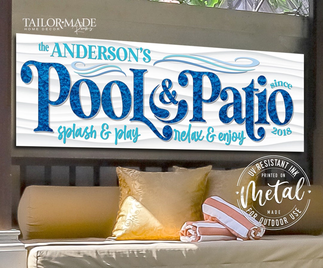 Pool & Patio Sign, Pool Signs, Swimming Pool Sign, Pool Deck Last Name ...