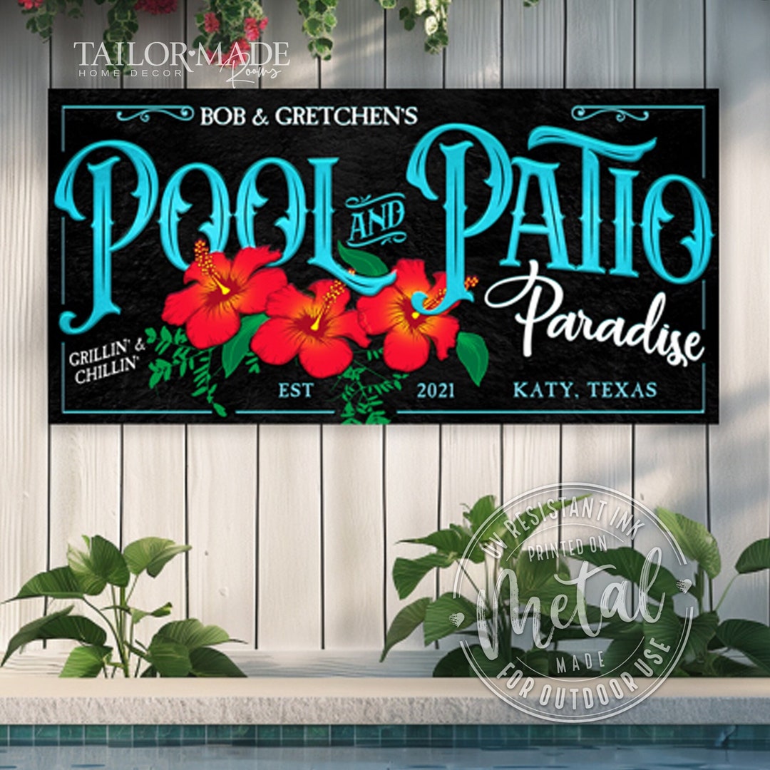 Pool and Patio Sign, Personalized Pool Sign, Custom Pool Sign,patio ...