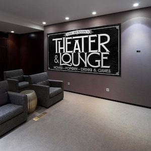 Personalized Theater & Lounge,theater Sign, Modern Farmhouse Wall Decor ...