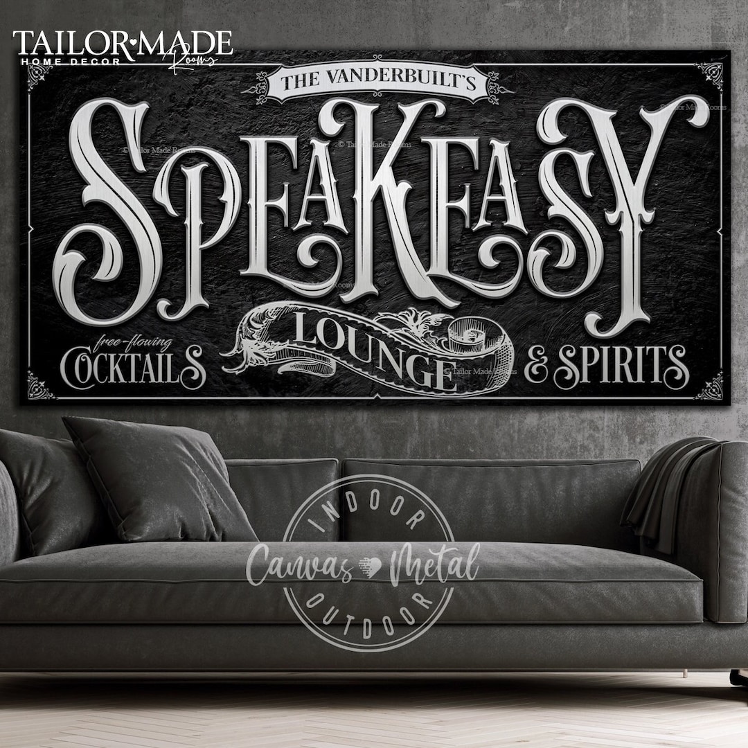 Speakeasy Sign Silver, Bar Wall Decor, Lounge Bar Sign, Speakeasy ...