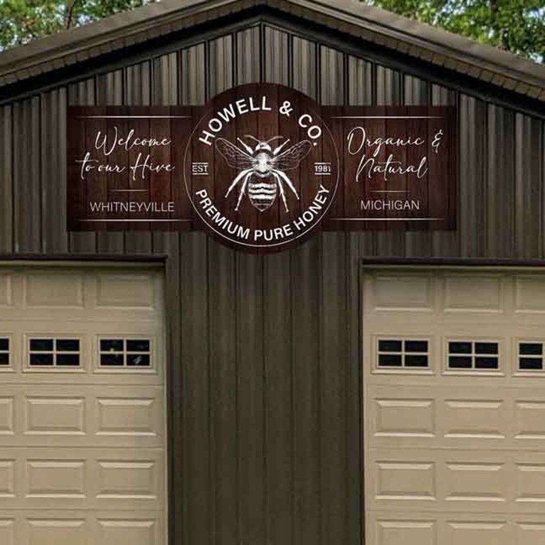 Barn Sign, Business Sign, Large Metal Sign, Metal Artwork, Bee Sign ...