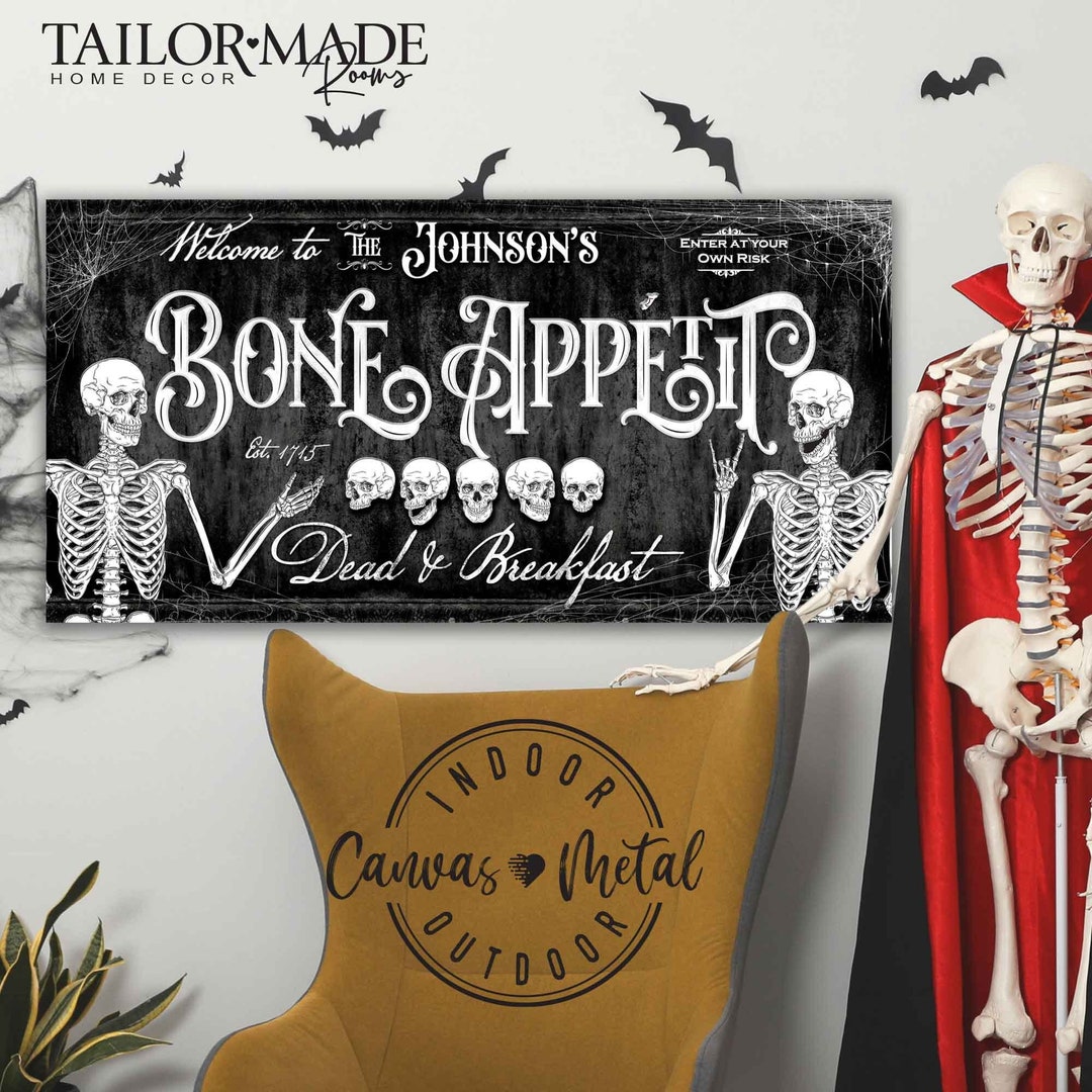Halloween Wall Decor Sign Dead and Breakfast Skeleton Halloween Art ...