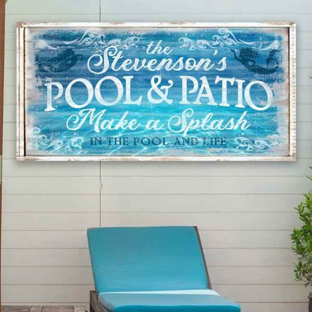 Pool & Patio Sign, Pool Decor, Pool Sign, Pool Deck Decor, Patio Wall ...
