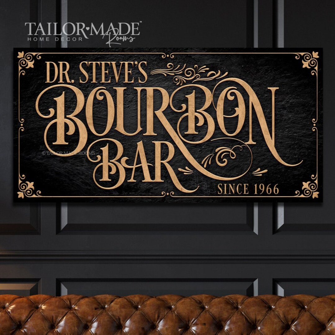 Bourbon Bar Sign, Whiskey Bar Sign, Bourbon Gifts for Men, Basement Bar ...