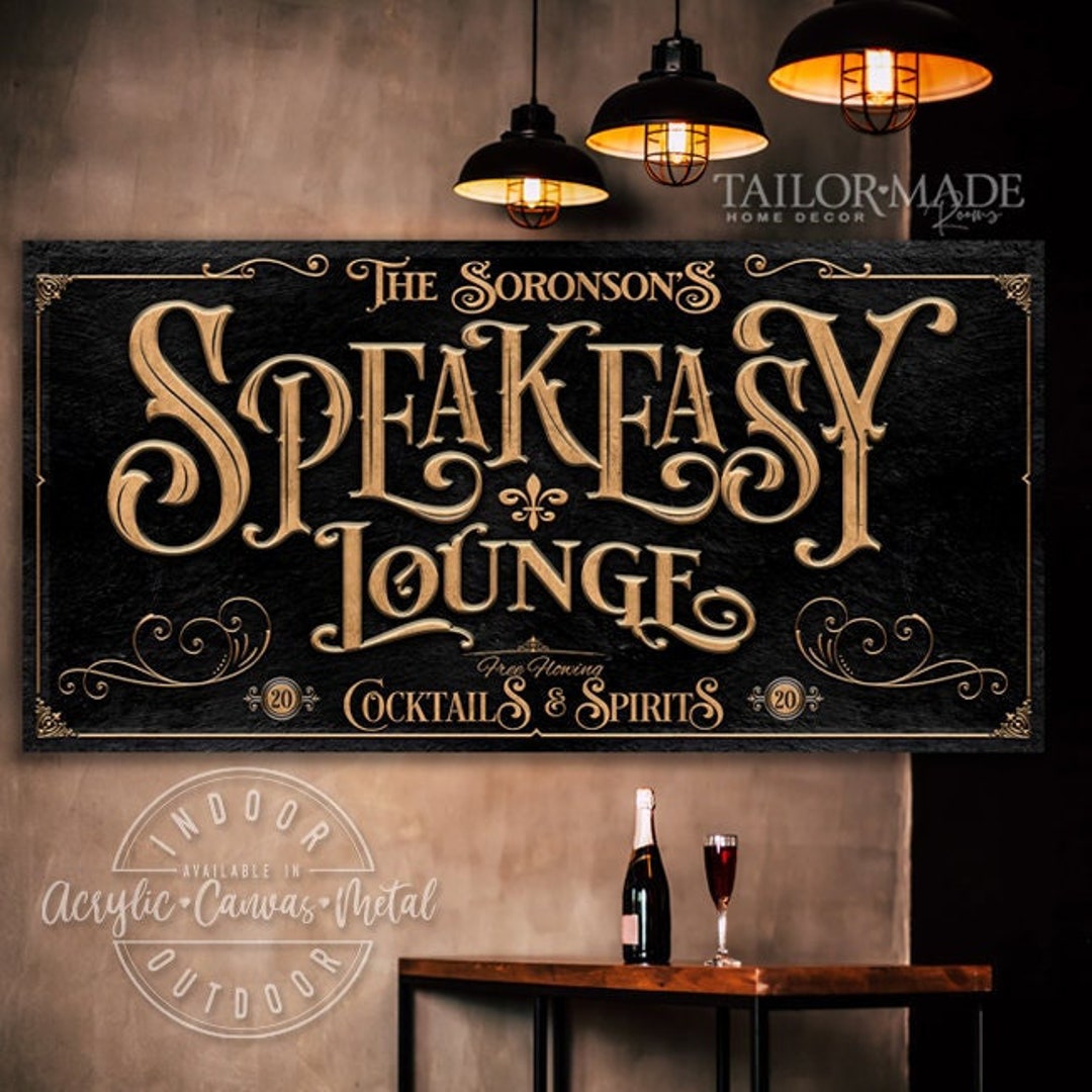Speakeasy Bar Sign, Bar Sign, Speakeasy Lounge Sign, Bar Wall Decor, Large Bar Wall Art, Bar ...