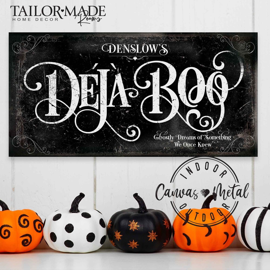Halloween Wall Decor Sign Deja Boo Ghost Family Name Decor Spooky Wall ...