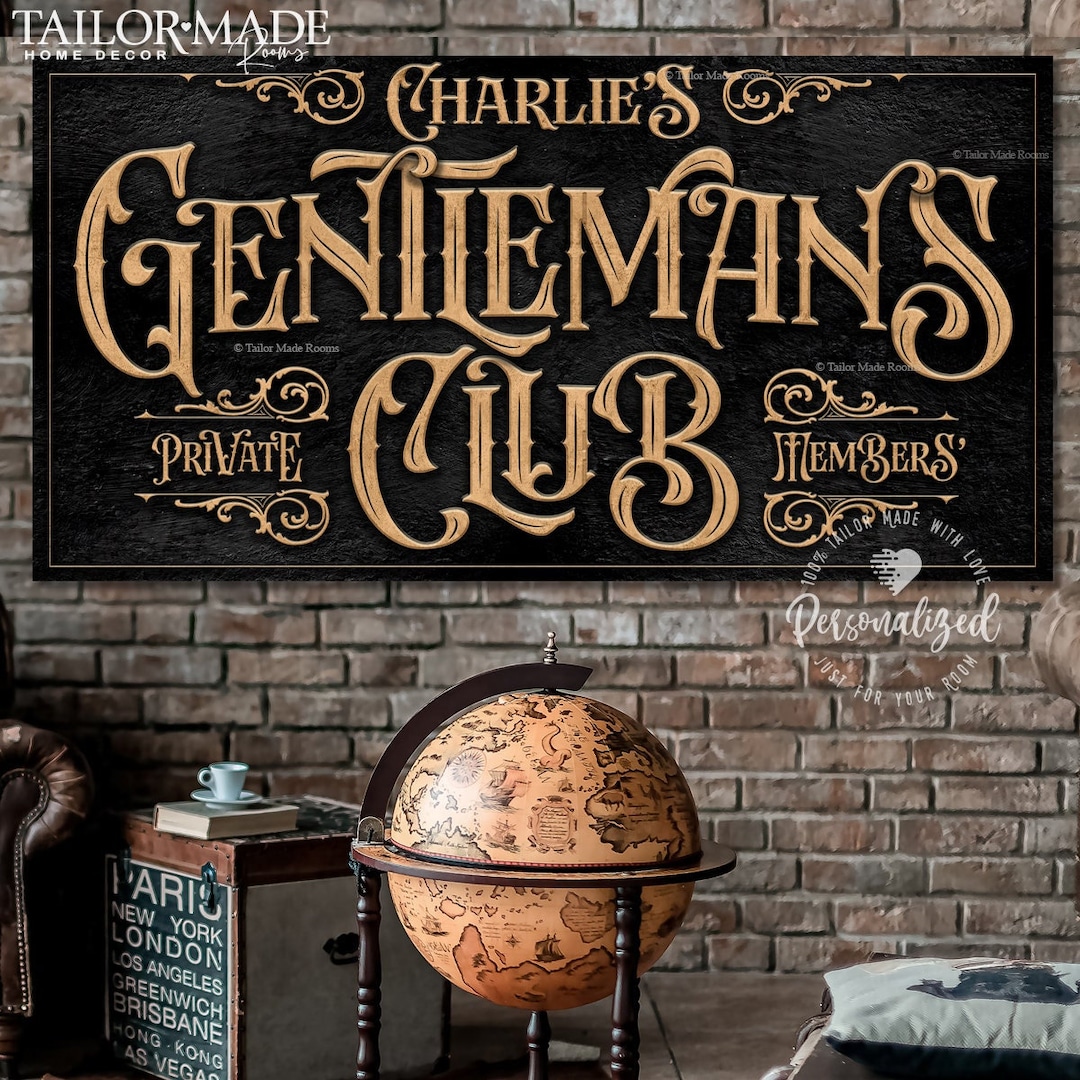 Gentleman's Club Sign, Speakeasy Sign, Lounge Bar Sign,sign,bar Wall ...