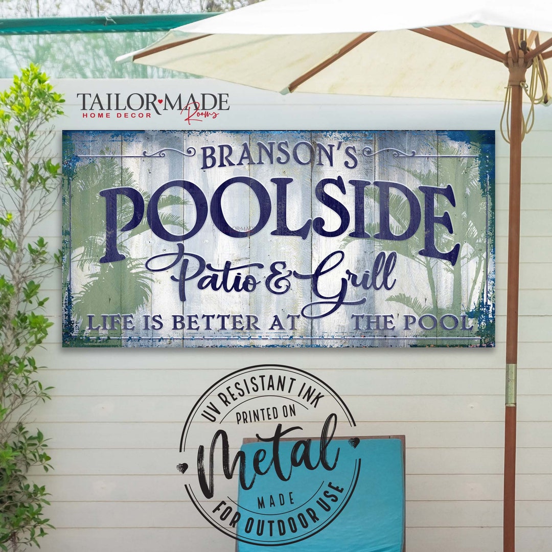 Pool Signs, Pool & Patio Sign Personalized Pool Sign, Modern Farmhouse ...