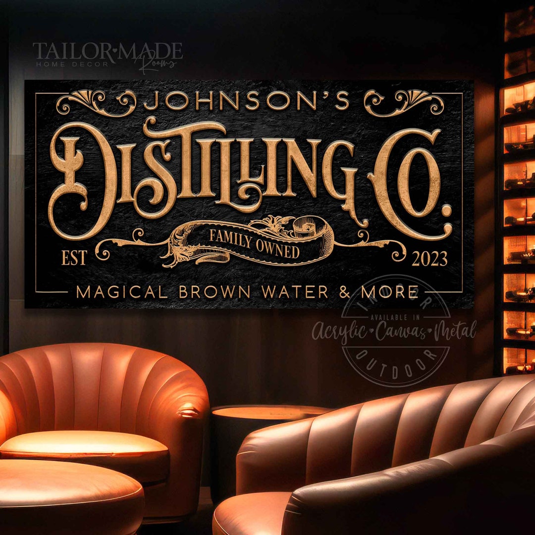 Bourbon Bar Sign, Speakeasy Bar Sign, Distillery Sign, Lounge Bar Sign ...