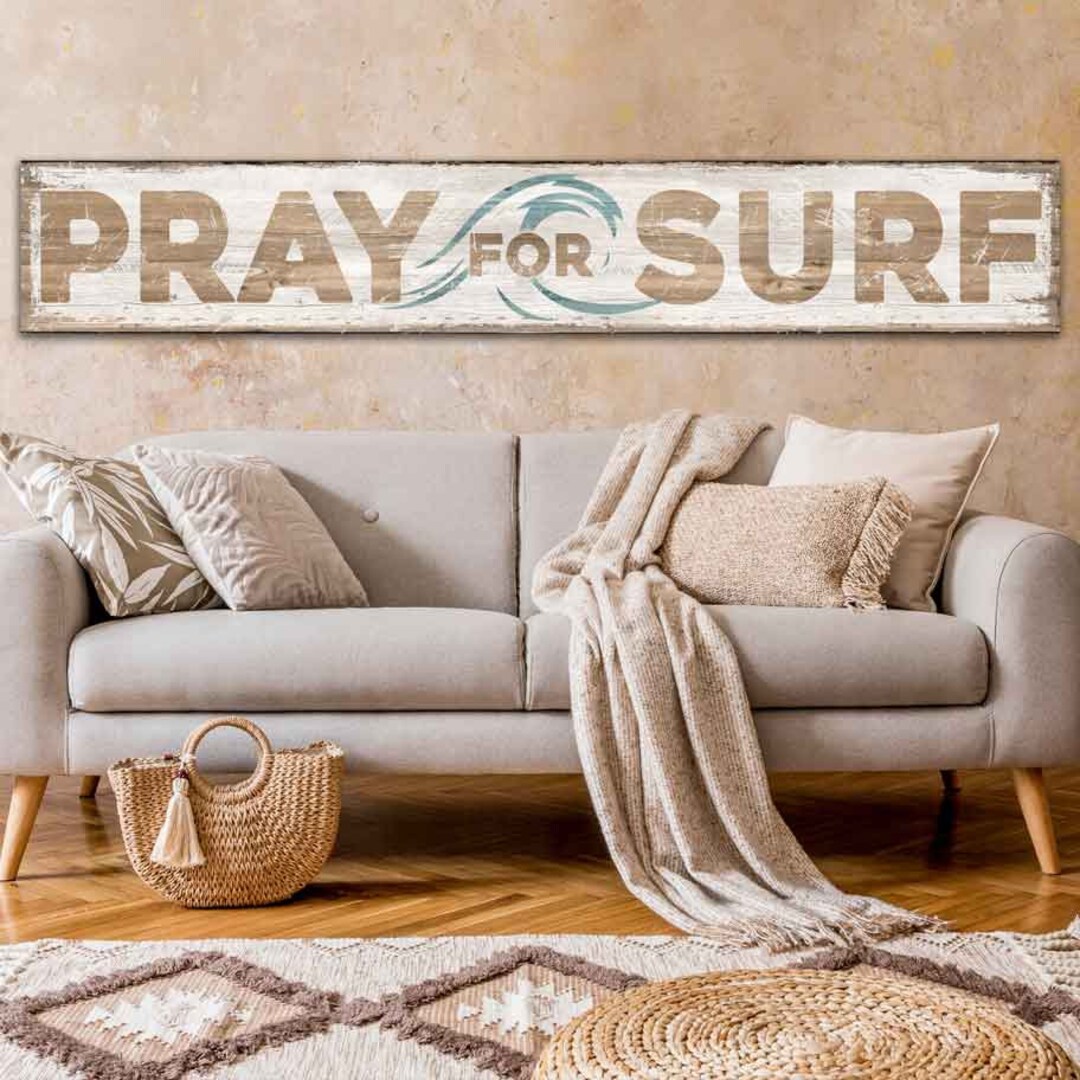 Beach Sign, Coastal Wall Decor, Pray for Surf Beach Sign, Beach Home ...