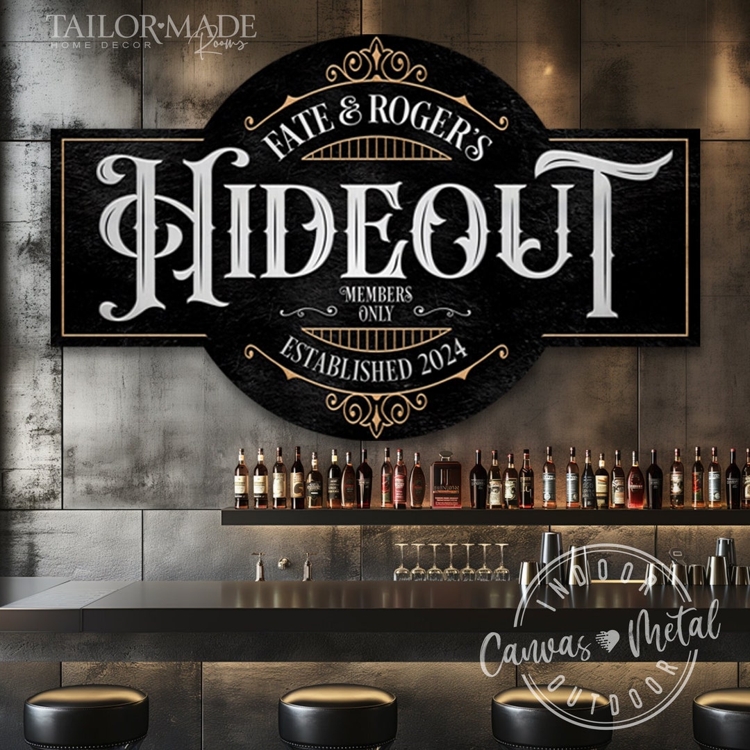 Speakeasy Decor Sign, Hideout Bar Sign, Bourbon Bar Sign, Bar Wall ...