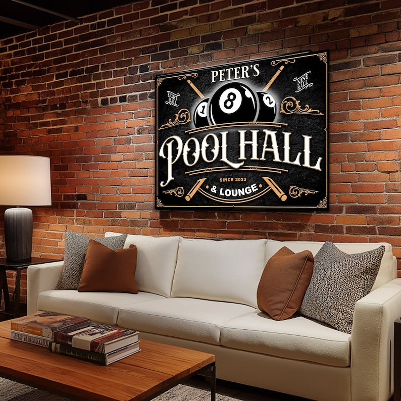 Billiard Sign, Personalized Billiards Sign Modern Farmhouse Wall Decor ...
