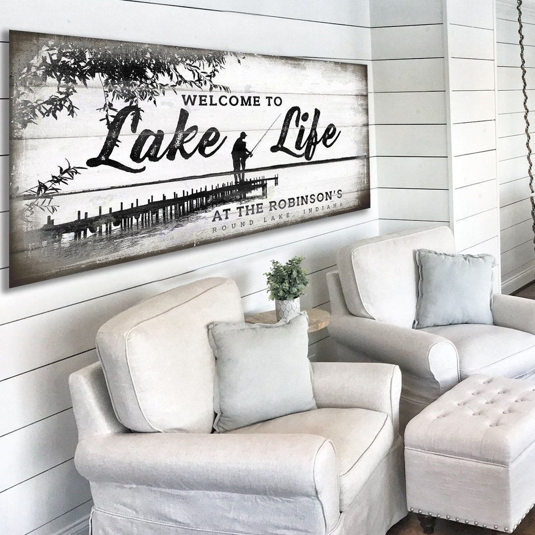 Lake House Signs, Lake Cottage Sign, Personalized Lake House Sign ...