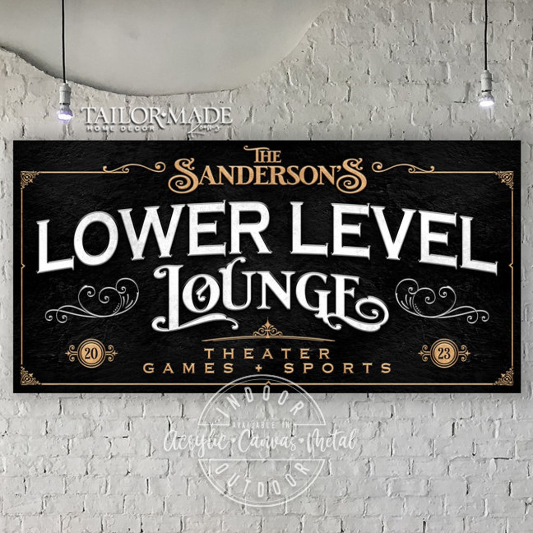 Personalized Lower Level, Theater & Lounge, Theater Signs, Cinema Sign ...