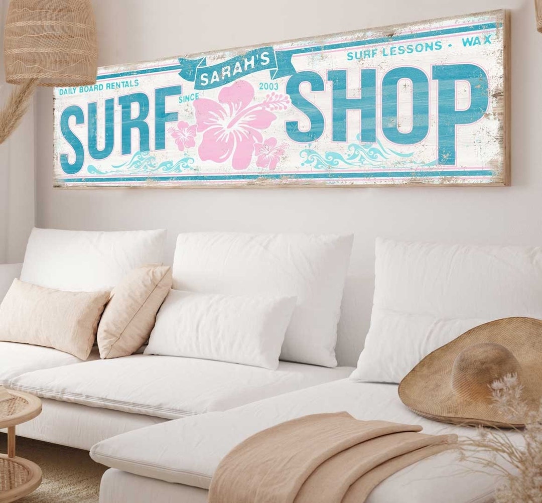 Coastal Decor, Beach House Sign, Surfboard, Surfboard Wall Art, Surf ...