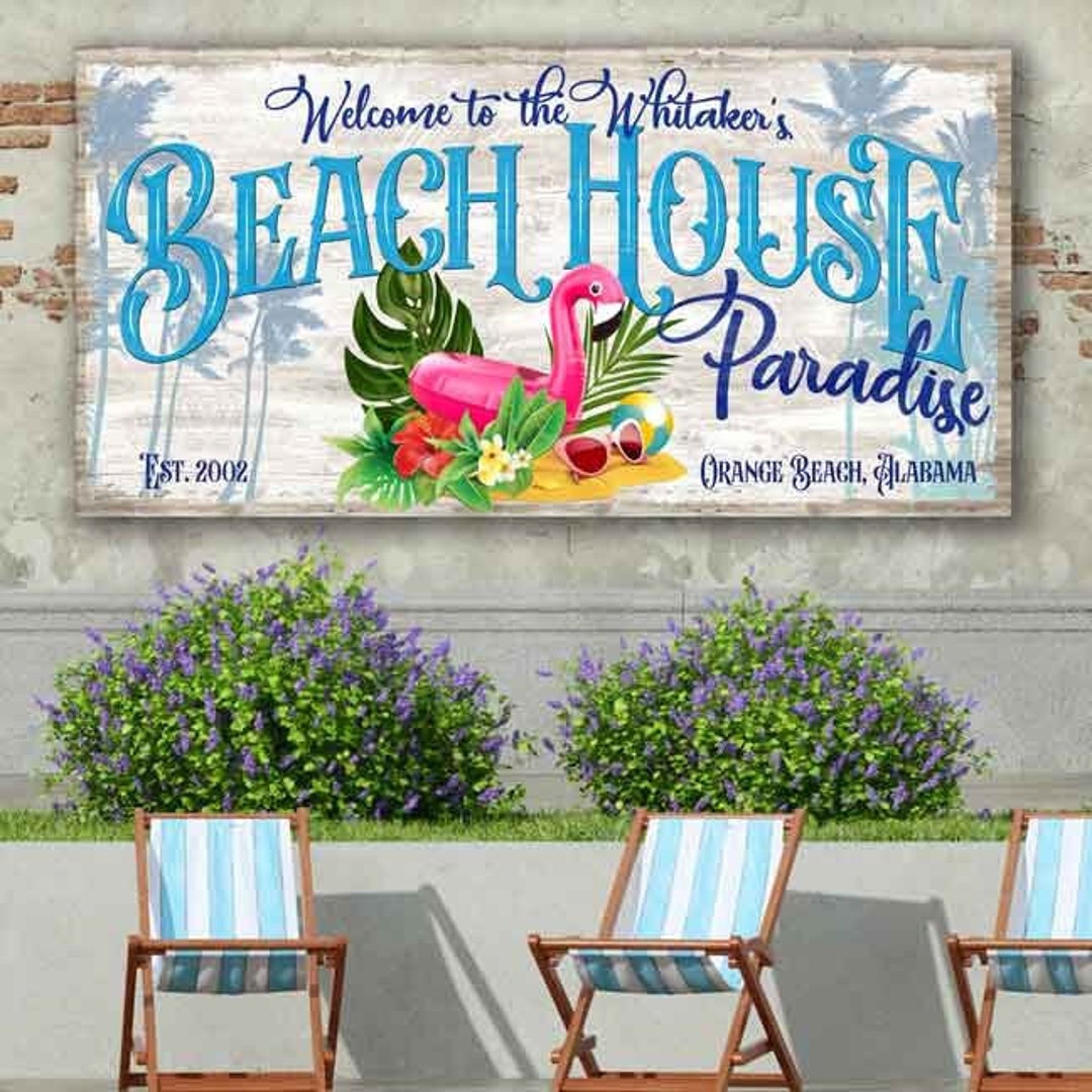Beach House Sign,coastal Wall Decor,beach Sign, Personalized Beach ...