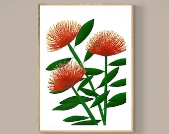 Pohutukawa Flowers, Fine Art Print, New Zealand Design - Etsy