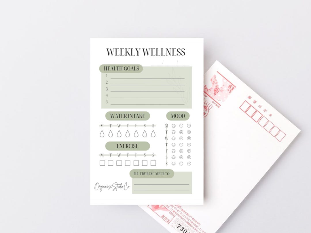 Printable Digital A4 WEEKLY WELLNESS TRACKER Journal Sage Green - Etsy