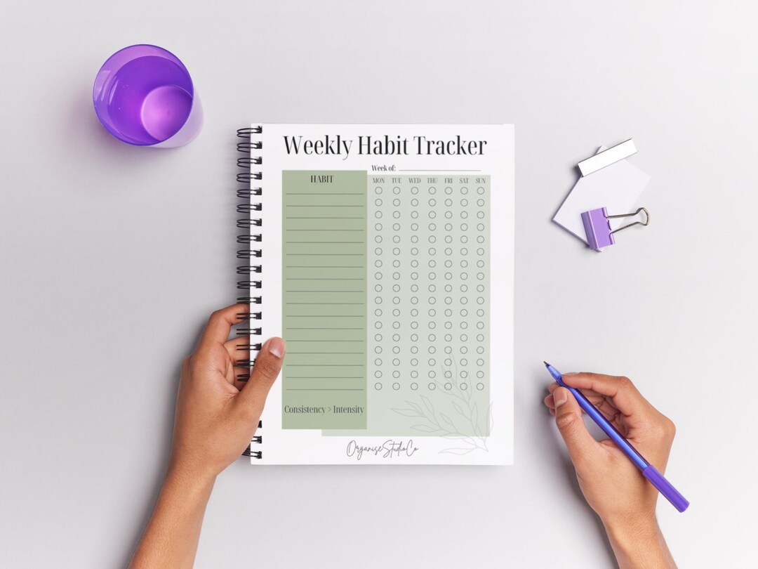 Printable Digital A4 WEEKLY HABIT TRACKER Sage Green - Etsy