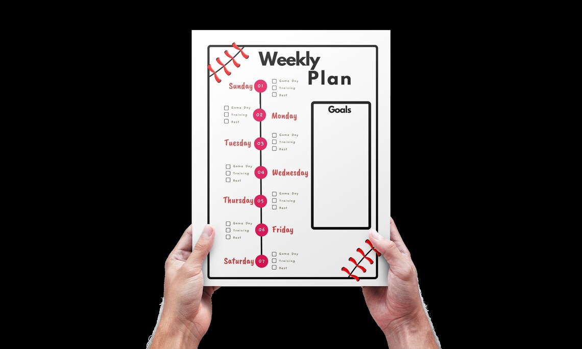 Softball Weekly Training Planner (printer Friendly) - Instant Download ...