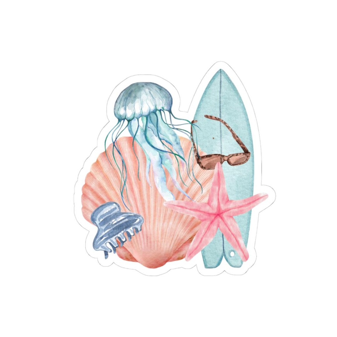 Coastal Vibes Kiss-cut Stickers - Ocean Decor, Beach Lover, Marine Art ...