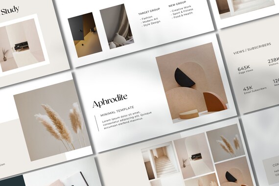 12 Calm & Neutral CANVA Presentation Slides / Portfolio | Etsy