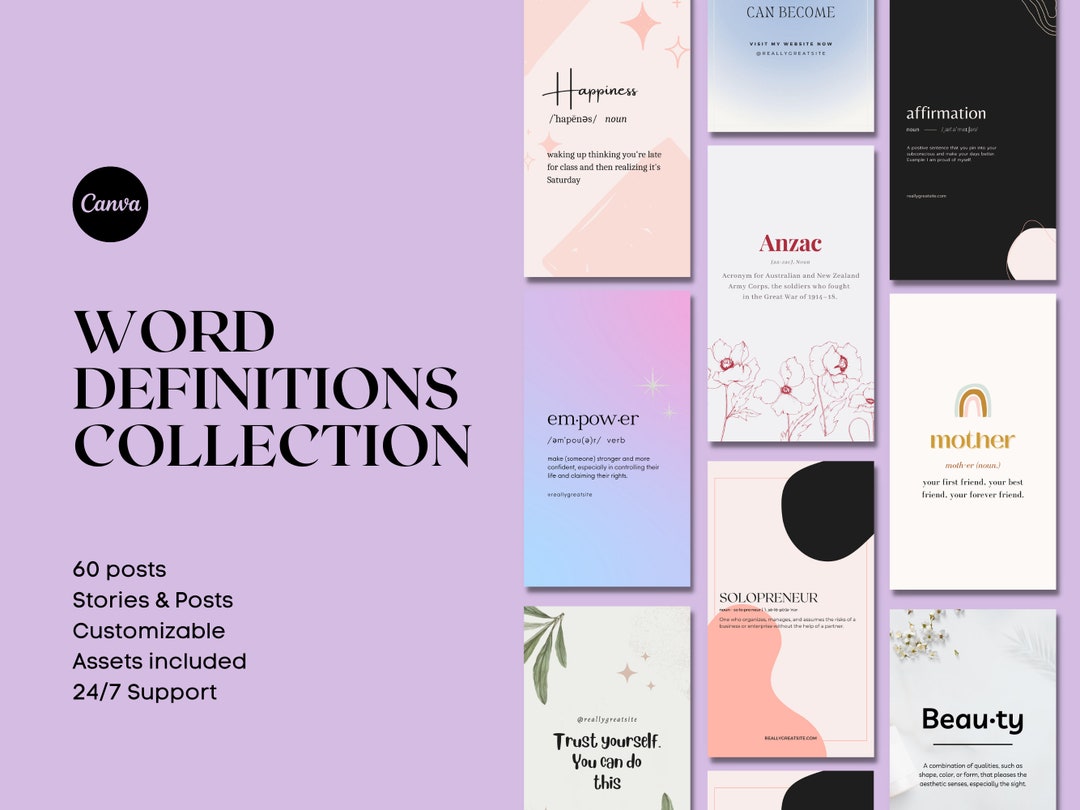 Word Definitions Instagram Collection for Canva, Canva Template ...