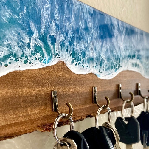 Ocean Wave Epoxy Key Ring Holder - Etsy