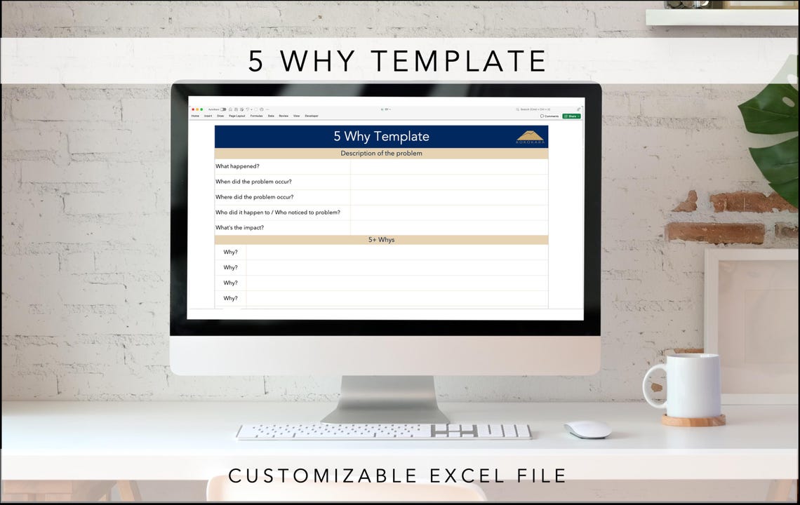 5 Whys Root Cause Analysis Template | Lean Six Sigma Problem Solving ...